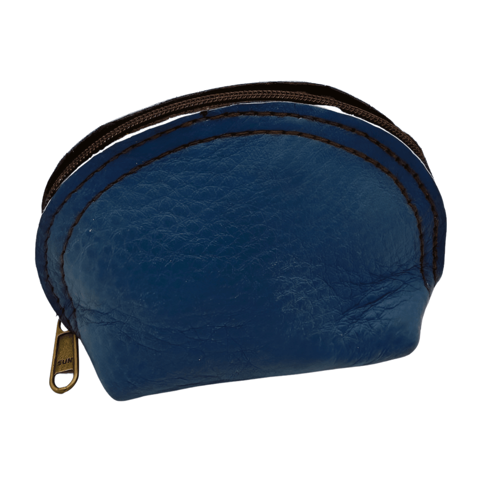 Monedero indio de piel azul bondi – Pura India